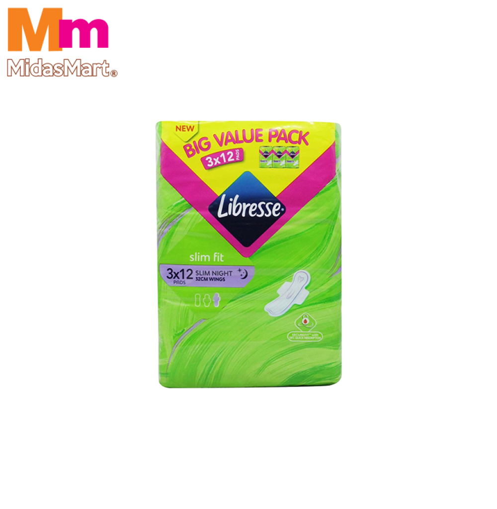 LIBRESSE SLIM WING 32CM MULTI PACK (3 X 12 PIECES)